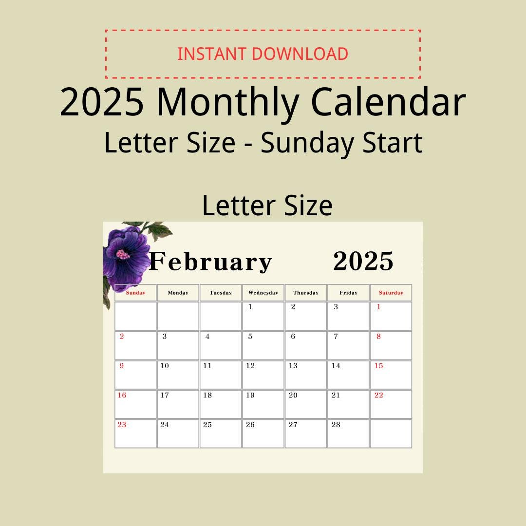 Botanical Beauty: 2025 Printable Monthly Calendar Featuring Seasonal ...