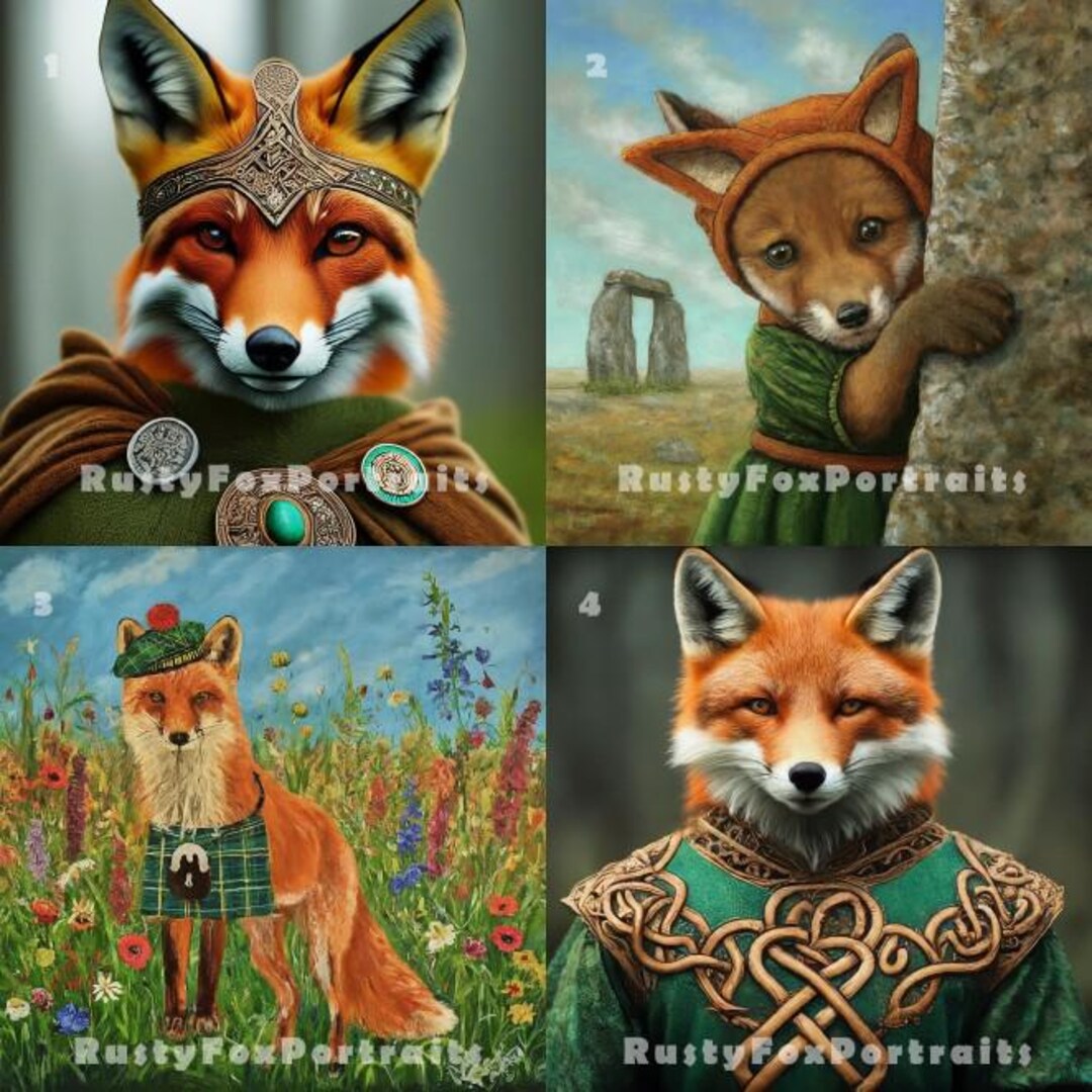 Fox Canvas Art Celtic Wall Art Decoration Hanging Portrait Fox ...