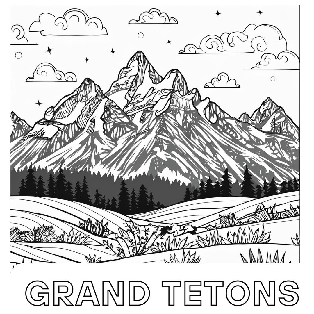 5 National Park Coloring Pages - Grand Tetons, Haleakalā, Joshua Tree ...
