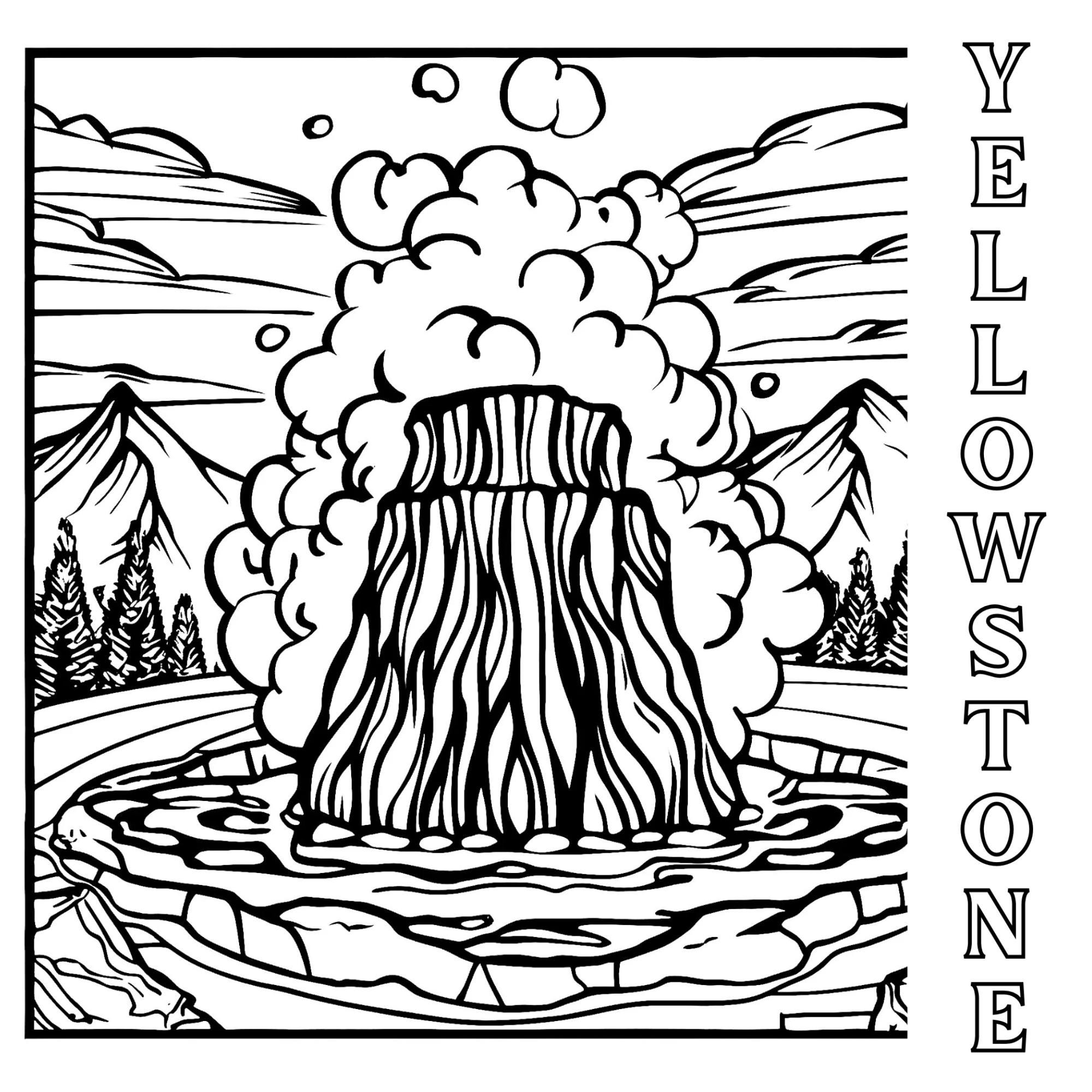 Yellowstone National Park Coloring Page - Etsy