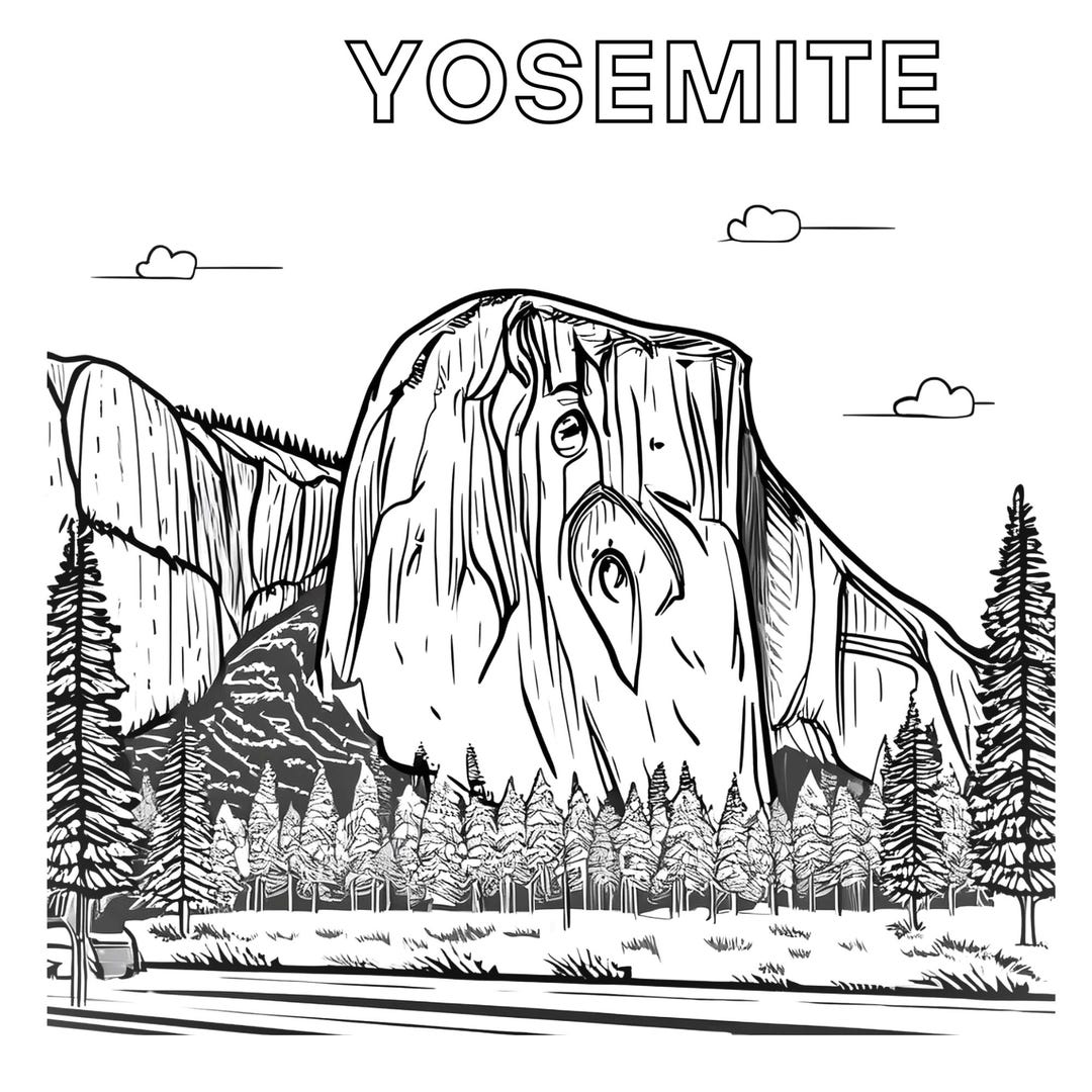 Yosemite National Park Coloring Page - Etsy
