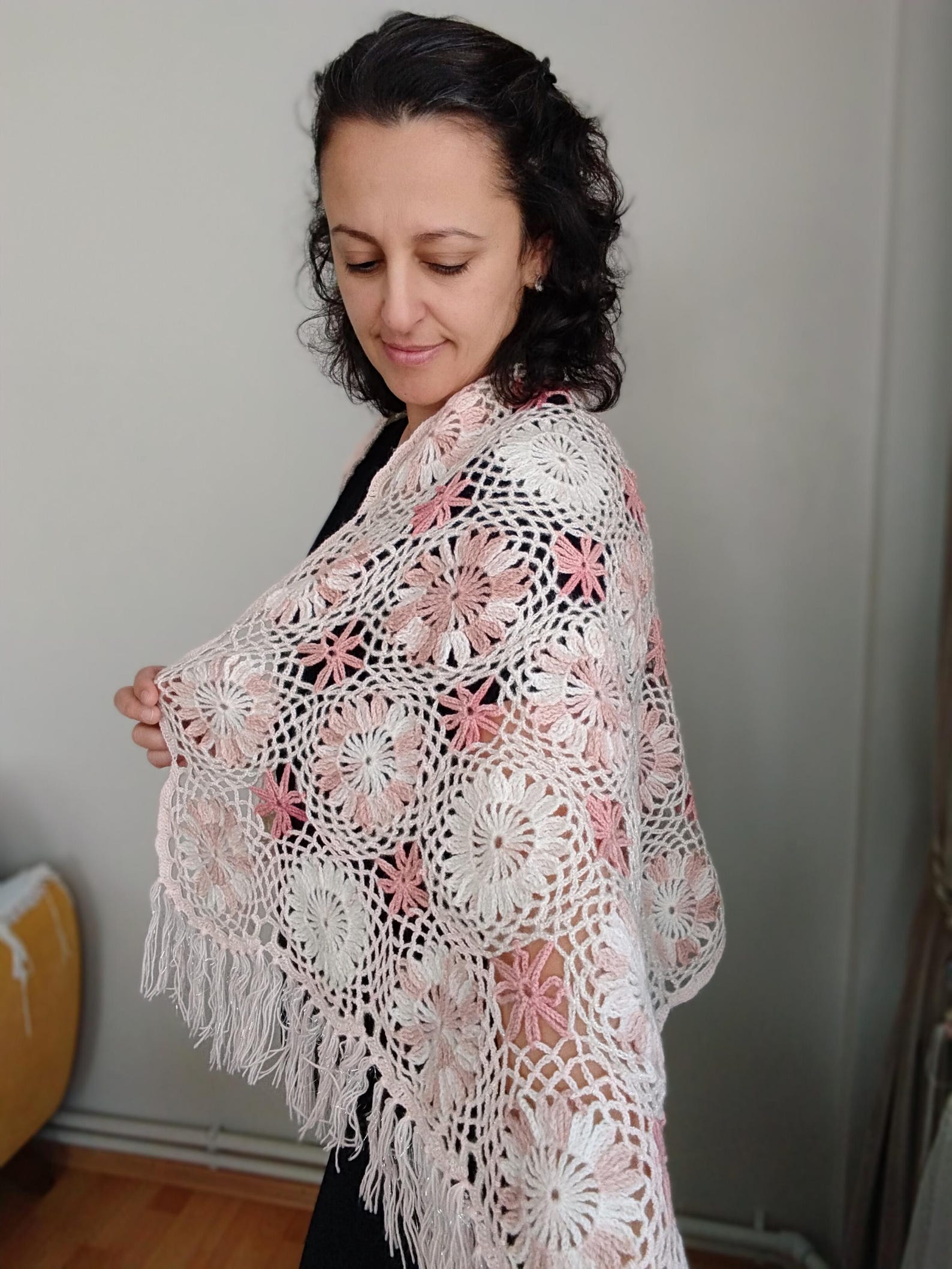 Lace Crochet Shawl Pattern – Elegant Floral Wedding Wrap (PDF Pattern ...