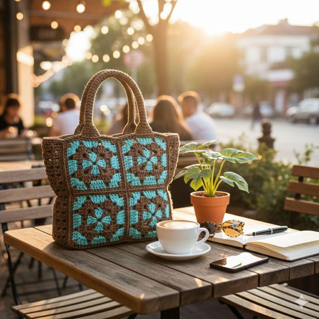 Chic Bohemian Tote | Handmade Blue Pattern Bag | Cute Stylish Crochet ...