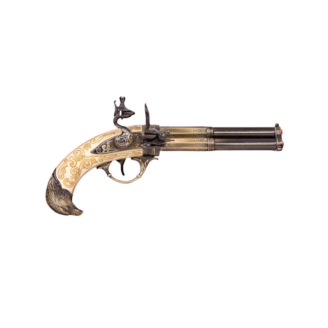 Triple-barrel Flintlock Pistol With Eagle 5306 Decorative Replica - Etsy UK