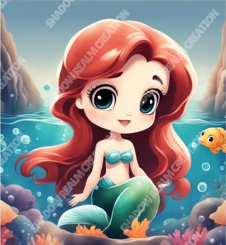 Disney Little Mermaid Ariel Chibi Cute Comic Digital Princess Pop ...