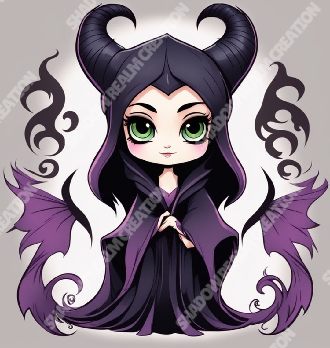 Two Disney Maleficent Chibi Designs Cute Comic Digital Villian Pop ...