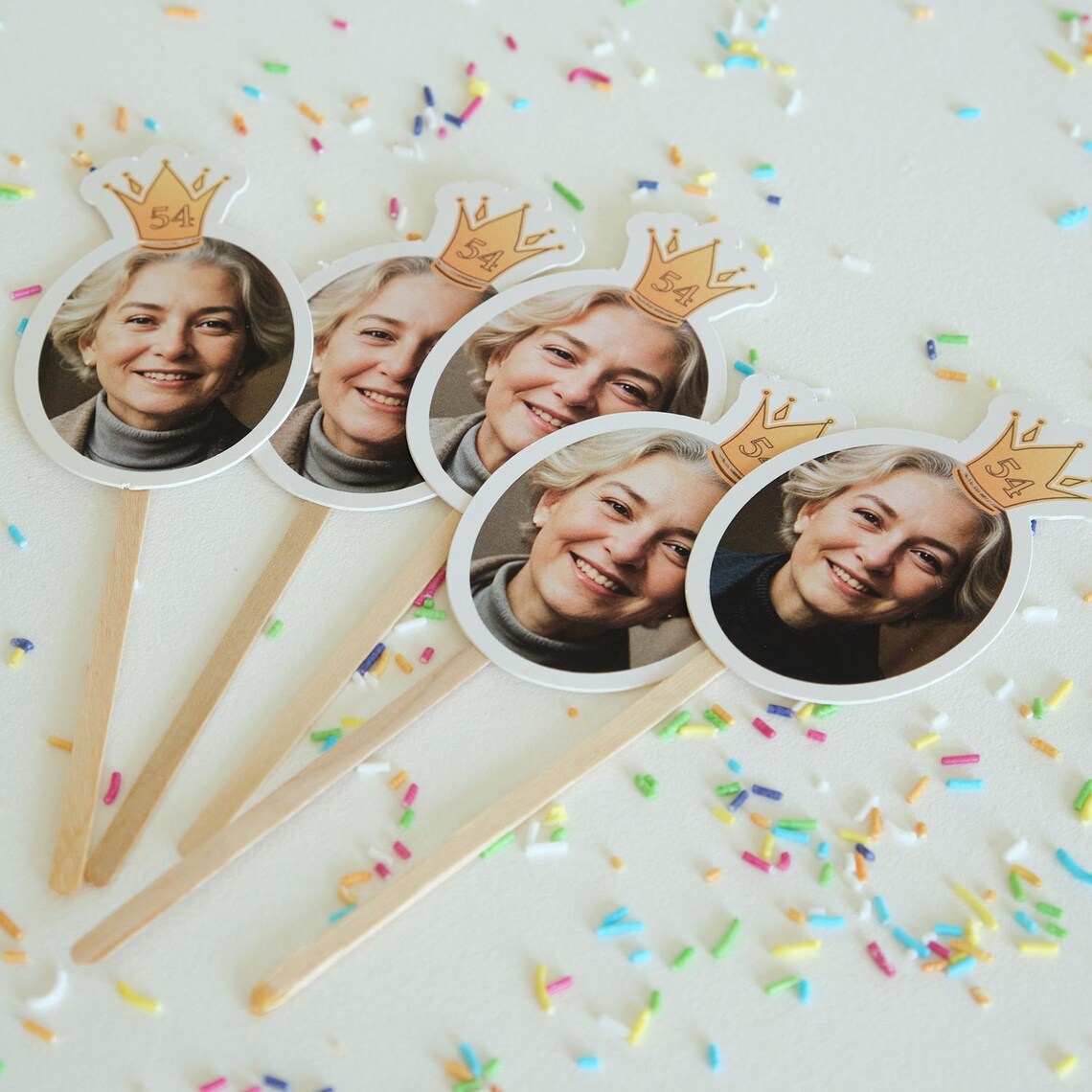 Custom Photo Grandma Birthday Party Cake Topper, Face Cupcake Topper ...