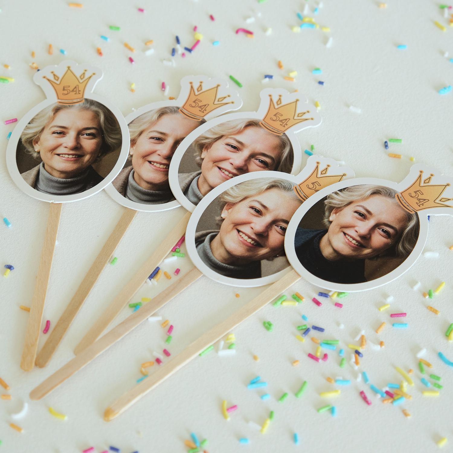 Custom Photo Grandma Birthday Party Cake Topper, Face Cupcake Topper ...