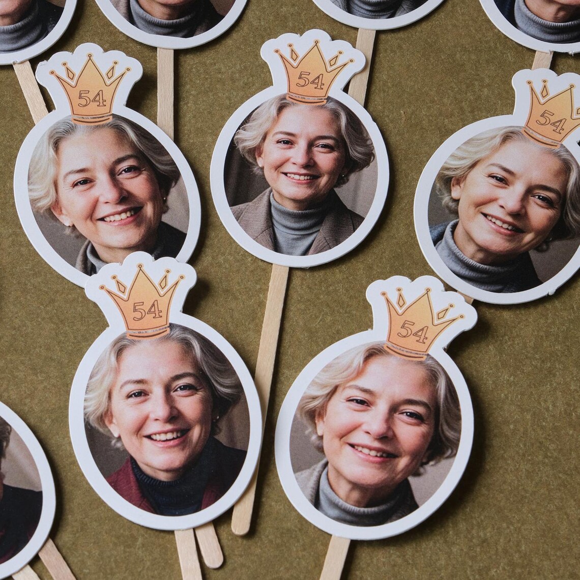 Custom Photo Grandma Birthday Party Cake Topper, Face Cupcake Topper ...