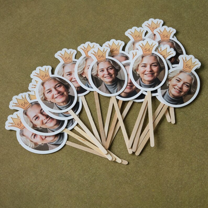 Custom Photo Grandma Birthday Party Cake Topper, Face Cupcake Topper ...