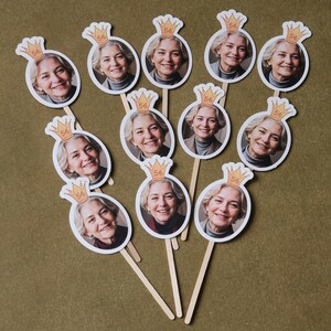 Custom Photo Grandma Birthday Party Cake Topper, Face Cupcake Topper ...