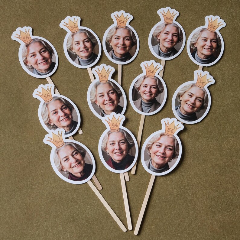 Custom Photo Grandma Birthday Party Cake Topper, Face Cupcake Topper ...