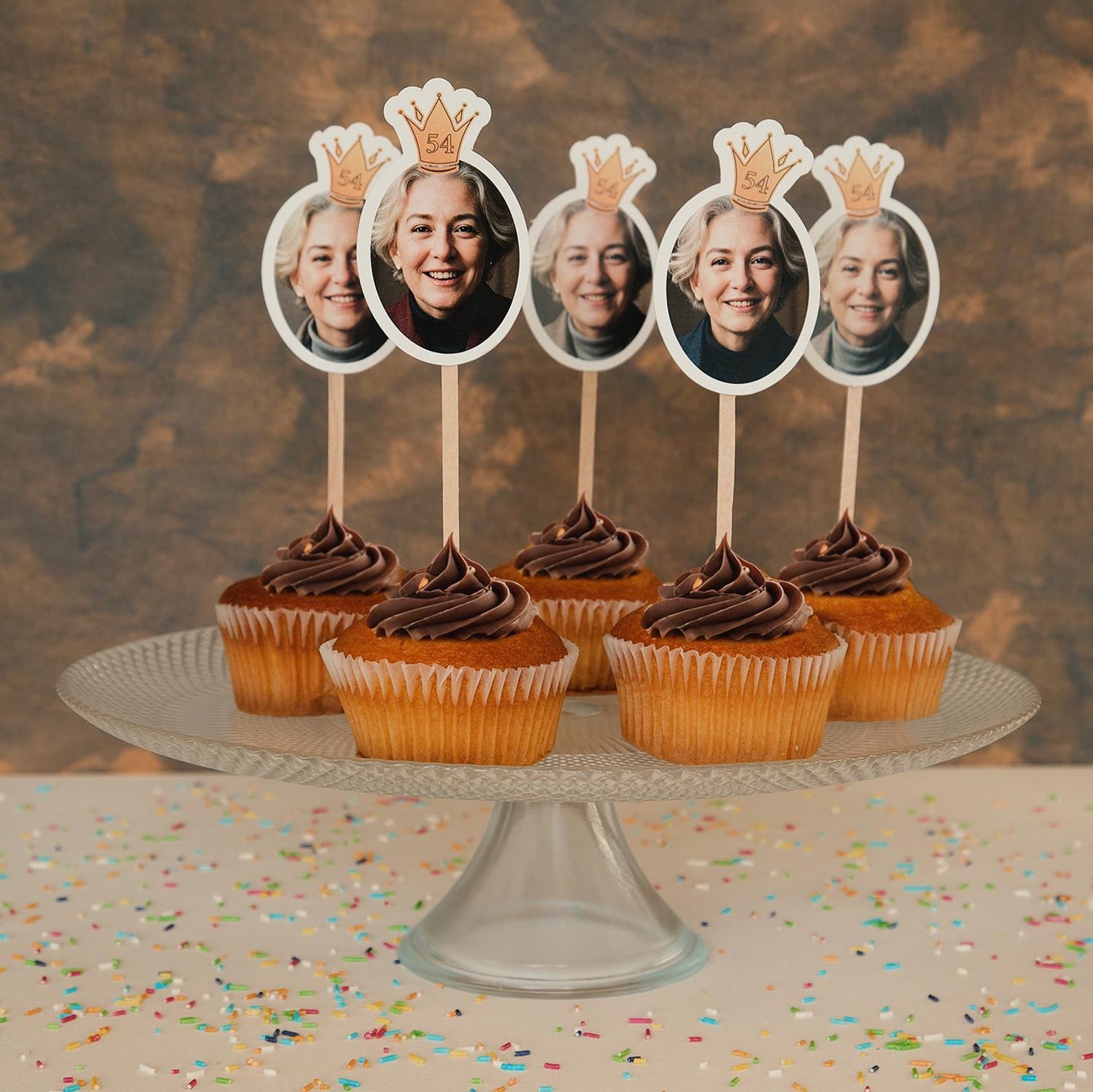 Custom Photo Grandma Birthday Party Cake Topper, Face Cupcake Topper ...