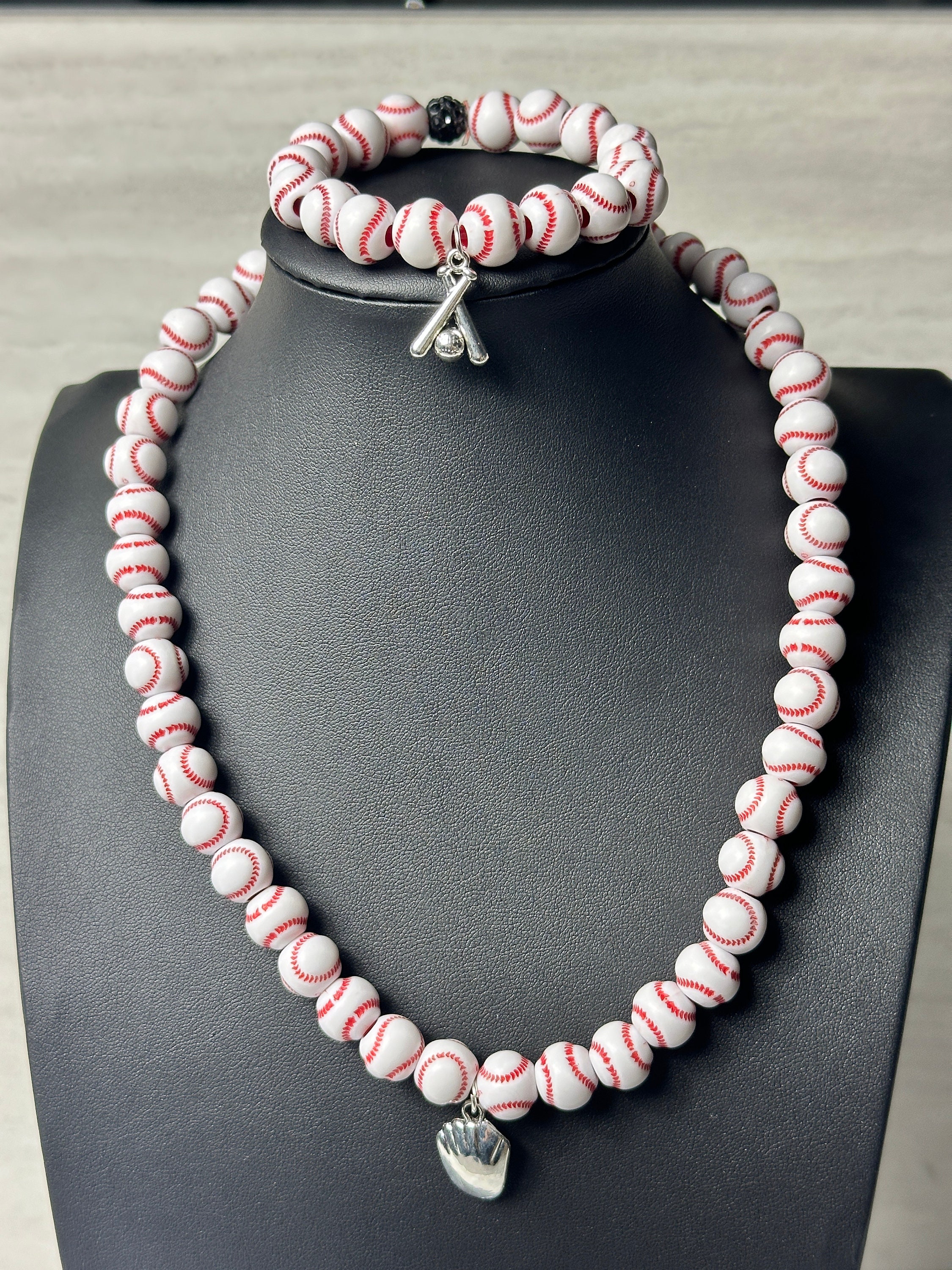 Sports Necklaces, Acrylic Bead Necklaces, Baseball Necklaces, - Etsy