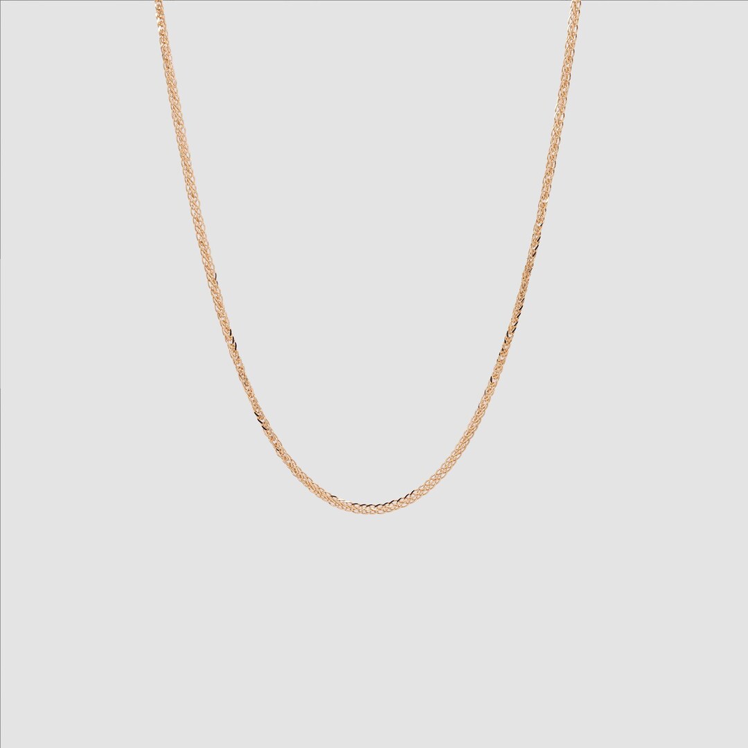 14k Solid Gold Wheat Chain Necklace: Elegant Everyday Jewelry - Etsy