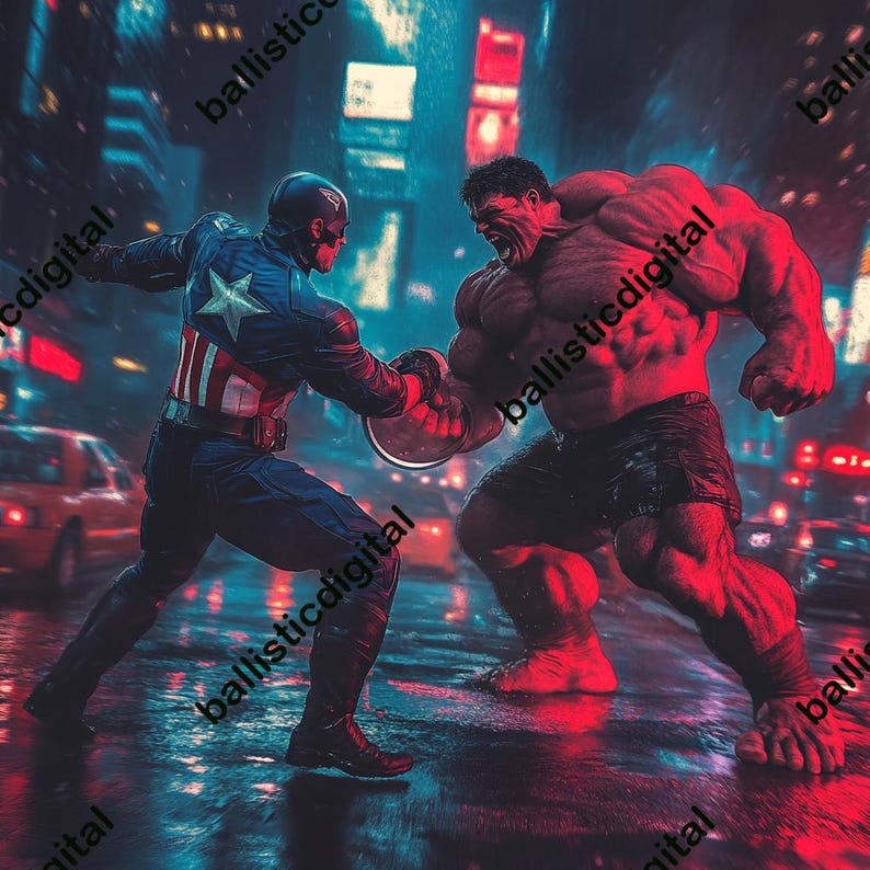 Captain America Vs Red Hulk, Halftone Dtf T Shirt Png Dpi300 Two Files ...