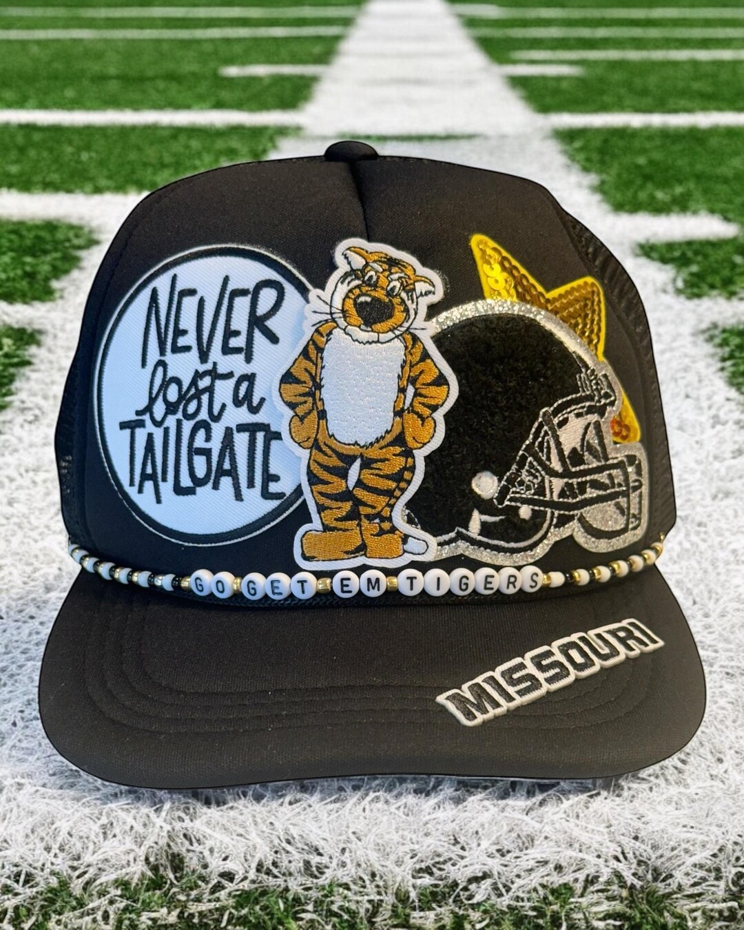 Missouri Gameday Trucker Hat With Go Get Em Tigers Beaded Hat Belt and Never Lost a Tailgate ...