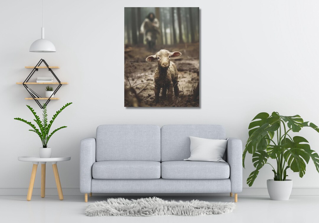 Quadro em tela com Jesus e o Cordeiro, Arte Cristã para Parede - Etsy ...