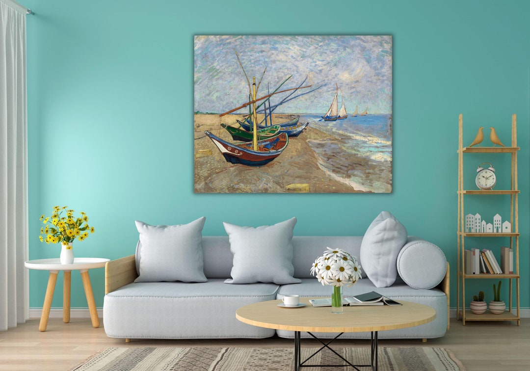 Van Gogh Seascape Canvas, Saintes Maries Painting, Ship Poster - Etsy