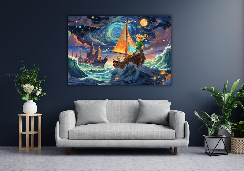 The Legend of Zelda: Breath of the Wild-van Gogh Starry Night Canvas ...