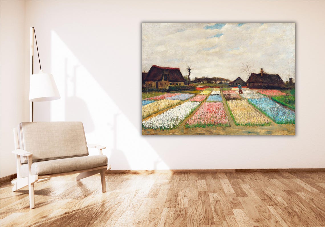 Impressão em tela "Canteiros de flores na Holanda" de Van Gogh, arte de ...