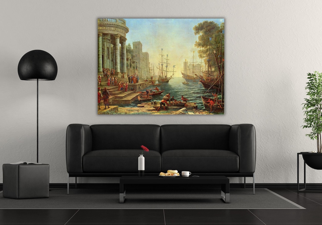 Seaport With the Embarkation of Saint Ursula Canvas Wall Art by Claude ...
