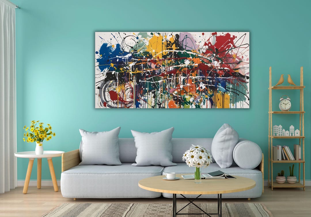 Jackson Pollock Collage Design Canvas Wall Art Print, Minimalism Poster ...