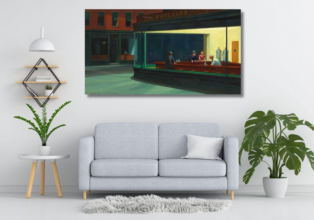 Edward Hopper Nighthawks Canvas Print, Vintage Exhibition Art Poster - Etsy