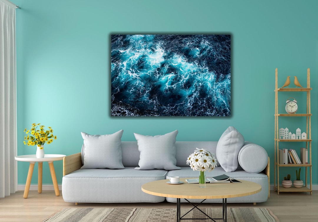 Aerial View of Oceon Waves Canvas Wall Art,waves Print Art,ocean Poster ...