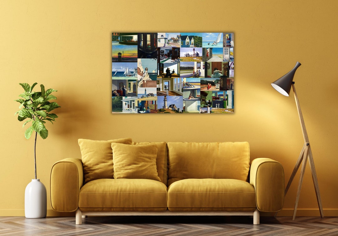 Edward Hopper Artwork Collage Canvas Wall Art,vintage Art, Realism Art ...