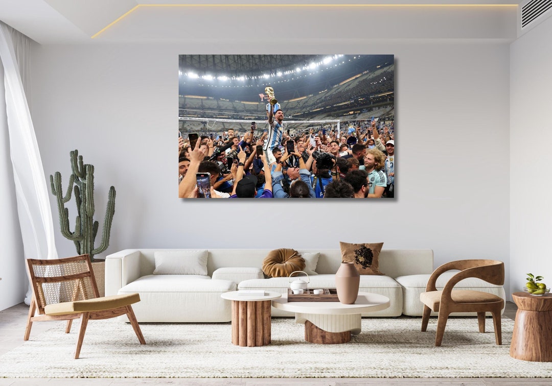 2022 World Cup Champions Argentina Lionel Messi Canvas Wall Art, Lionel ...