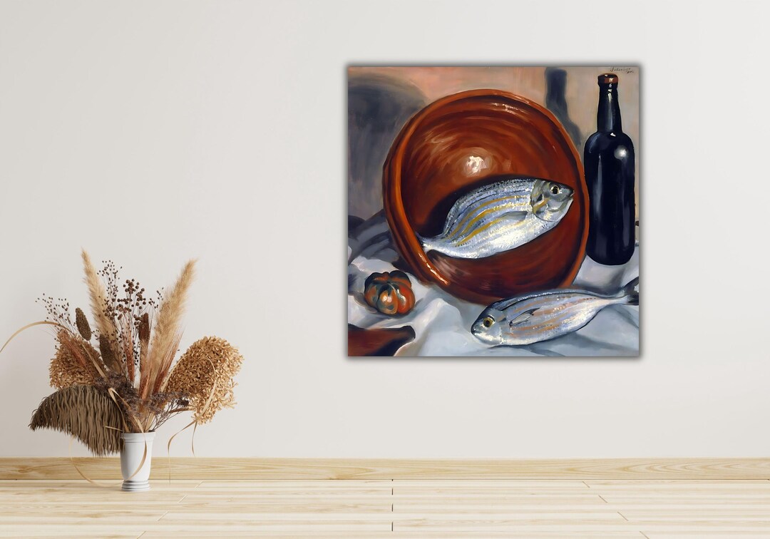 Salvador Dali Still Life Fish With Red Bowl Canvas Wall Art,vintage Art ...
