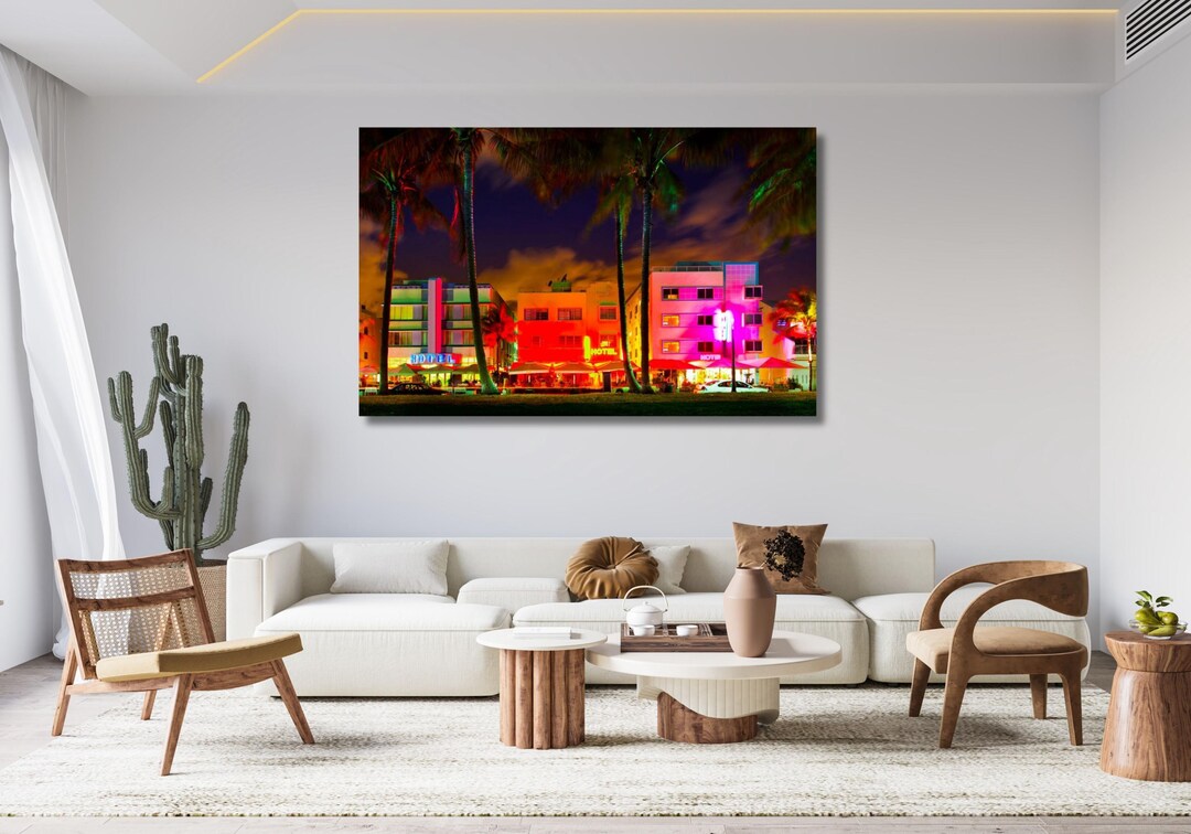 Miami Beach Canvas Wall Art Print,miami Beach Landscape Art Poster ...