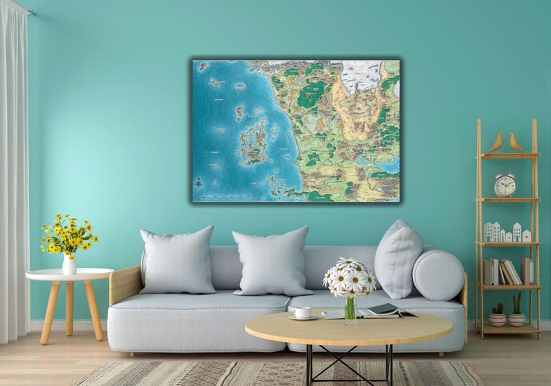Dungeons and Dragons Map Canvas Art, Forgotten Realms, Game Room Decor ...