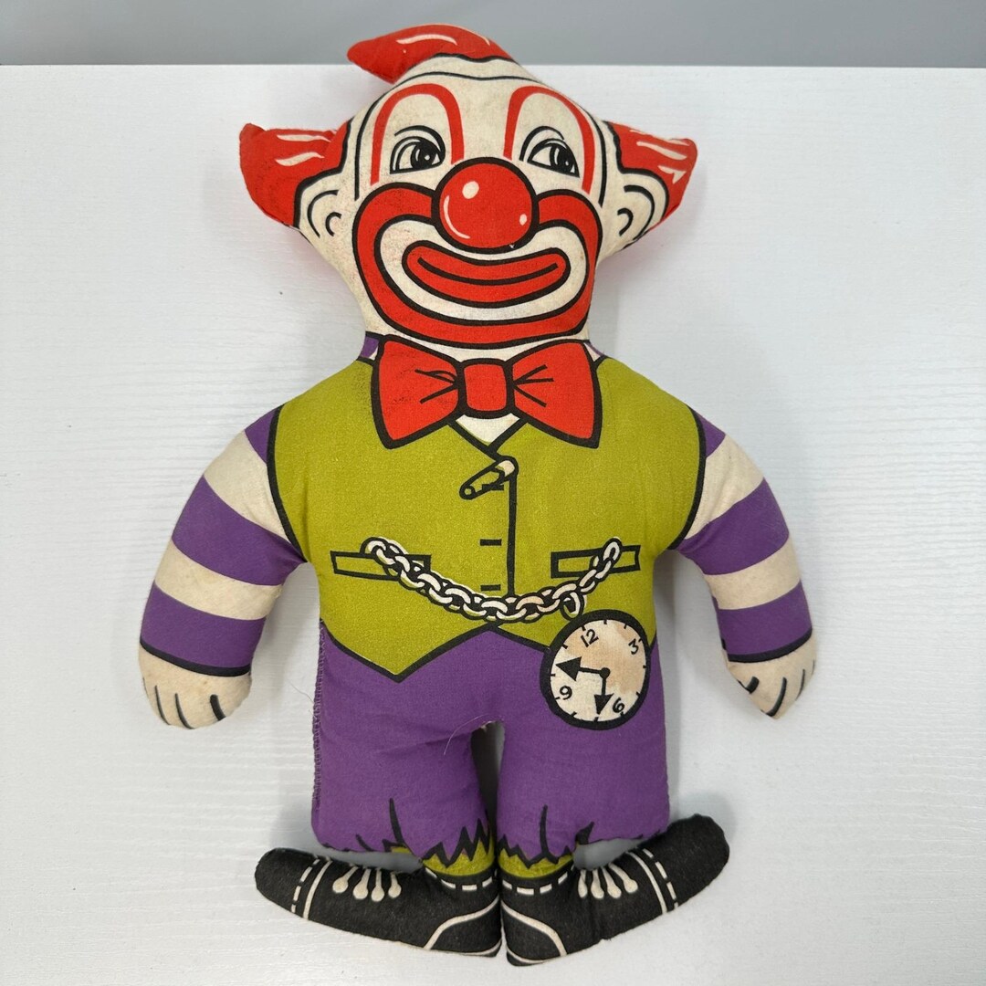 VTG 1960s-1970s Lithograph Cloth Clown Rag Doll — Retro Soft Plush Doll ...
