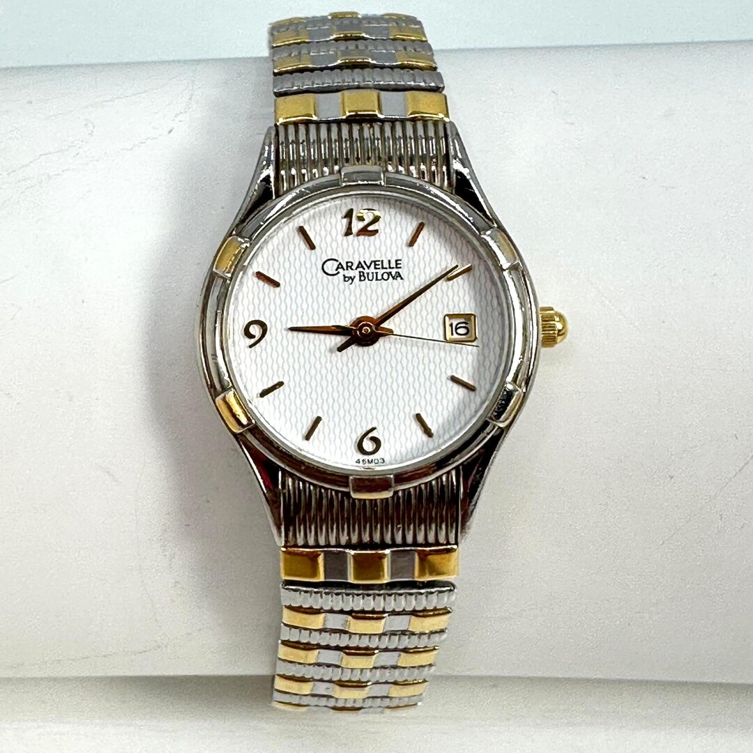 Caravelle by Bulova Vintage Women's Two Tone Watch Date Stretch Band ...