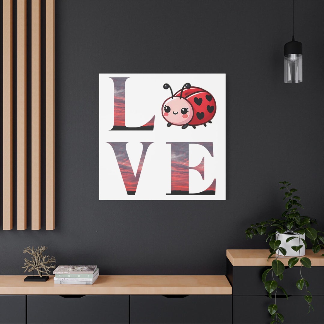 Ladybug LOVE Canvas Art: Romantic Valentines Day Decor - Etsy