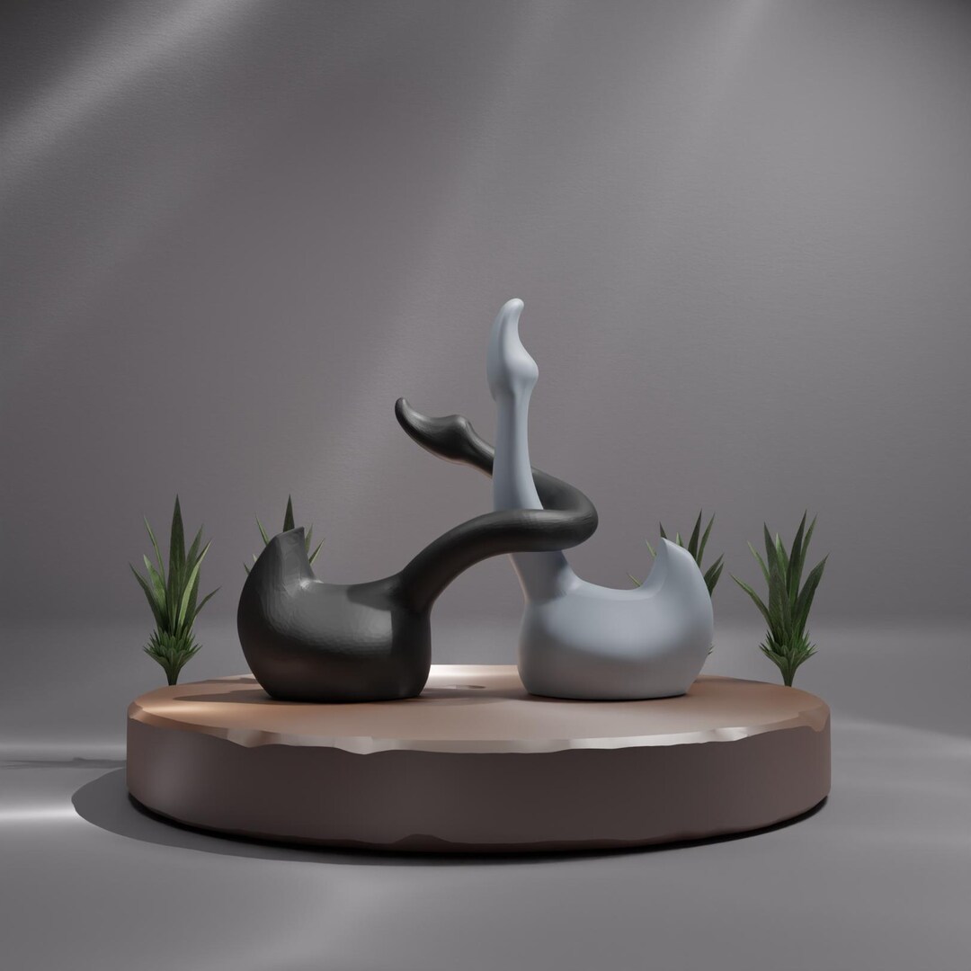 3D Printable Abstract Yin Yang Swan Sculpture - STL & 3MF Digital File ...
