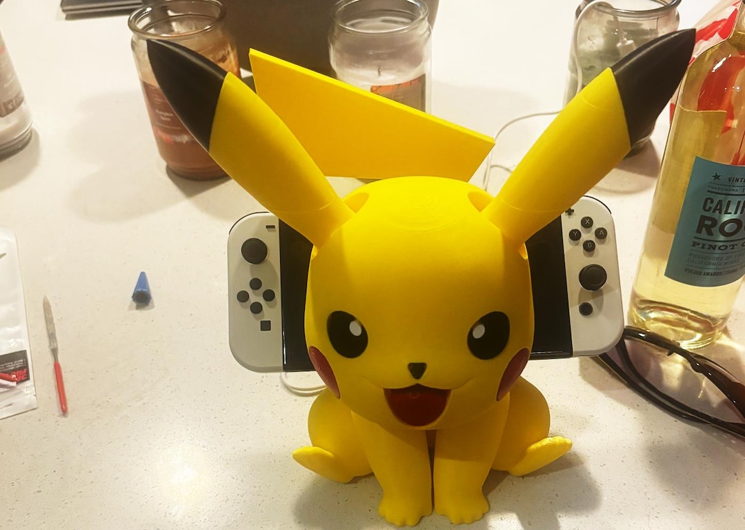 3D Pikachu Nintendo Switch Stand With Charging Slot - STL File for 3D ...