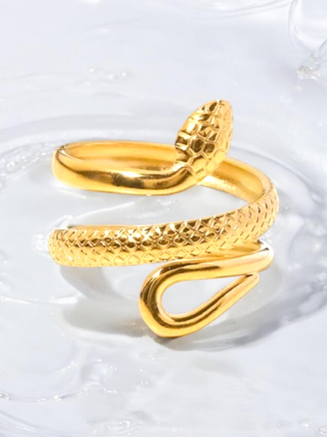 Adjustable 18K Gold Plated Snake Ring, Dainty Snake Rings for Women ...