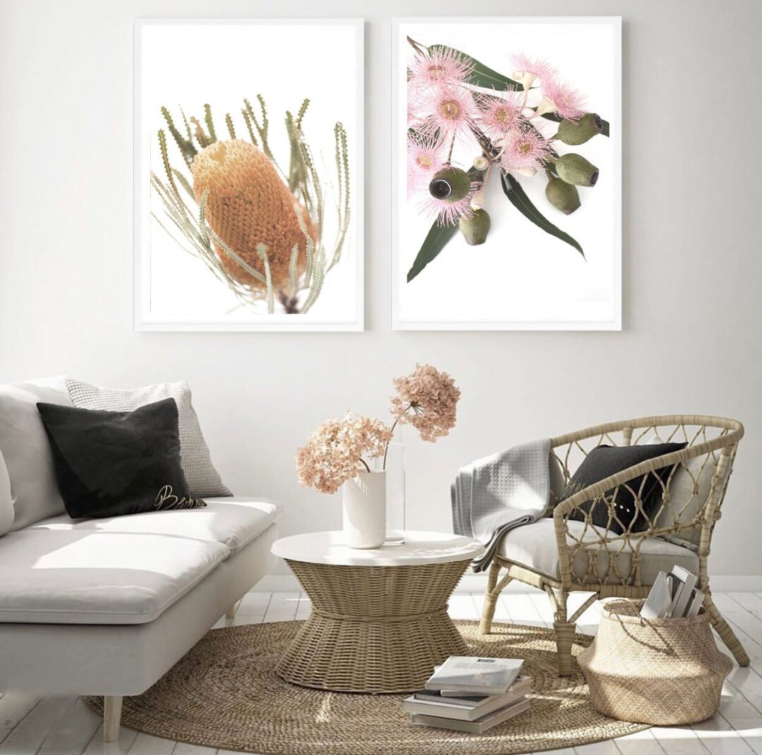 Australian Florals Set of 2, Set of 2 Australian Flowering Gum, Banksia ...