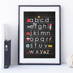 Alphabet Print, Kids Alphabet Print, Blackboard Alphabet Print ...