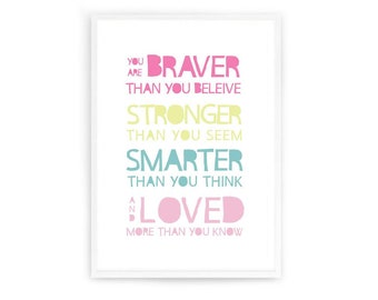 Braver, Stronger, Smarter, Loved, Print DES78 - Etsy