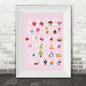 Alphabet Print, Alphabet Poster, Blue Alphabet Print, Nursery Alphabet ...