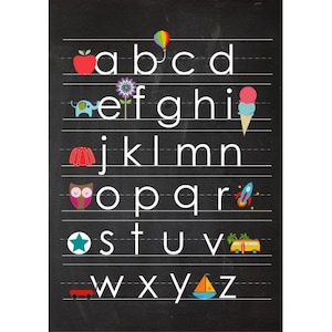 Alphabet Print, Kids Alphabet Print, Blackboard Alphabet Print ...