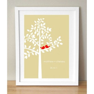 Personalized Love Print Love Tree Print Custom Love Birds - Etsy
