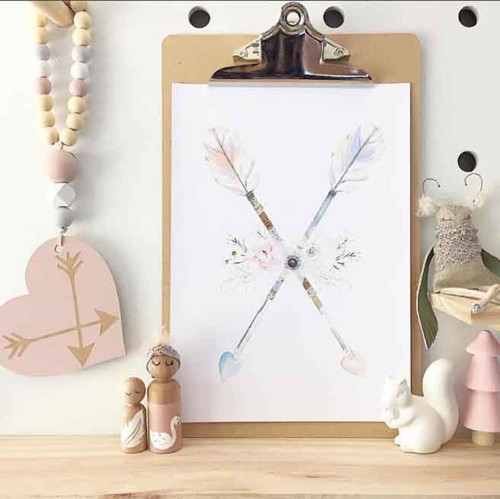 Boho Arrows and Flowers Print, Girls Boho Print, Boho Nursery Print ...
