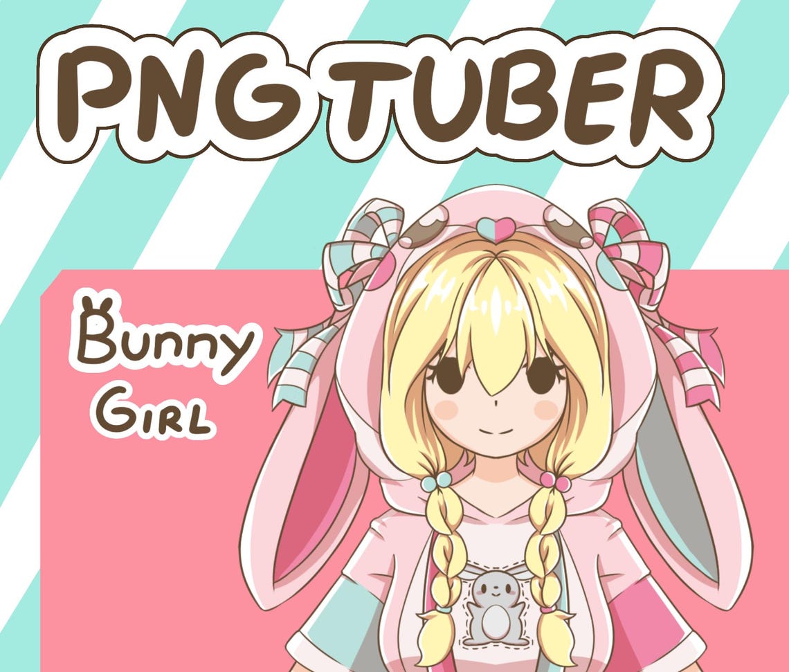 Pngtuber | Cute Bunny Gamer Girl | 4 Expressions | Streaming Avatar ...