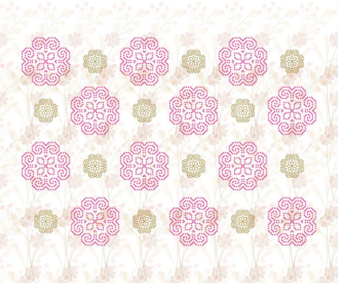 Hmong Pink and Gold Flowers, Hmong Ethnic, Hmong Design, Hmong Pattern ...