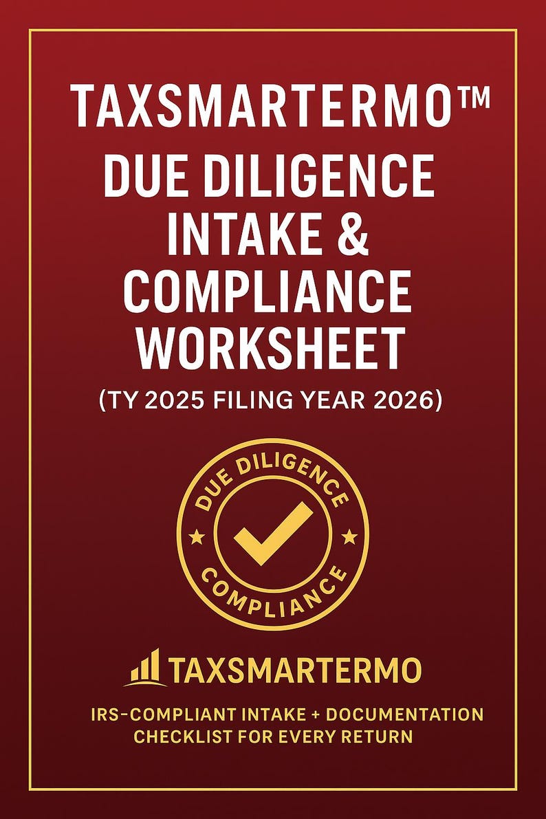 Tax Due Diligence Intake Worksheet - Etsy